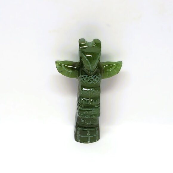 Accents | Vintage Carved Jade Totem Pole Figurine Thunderbird Mini ...